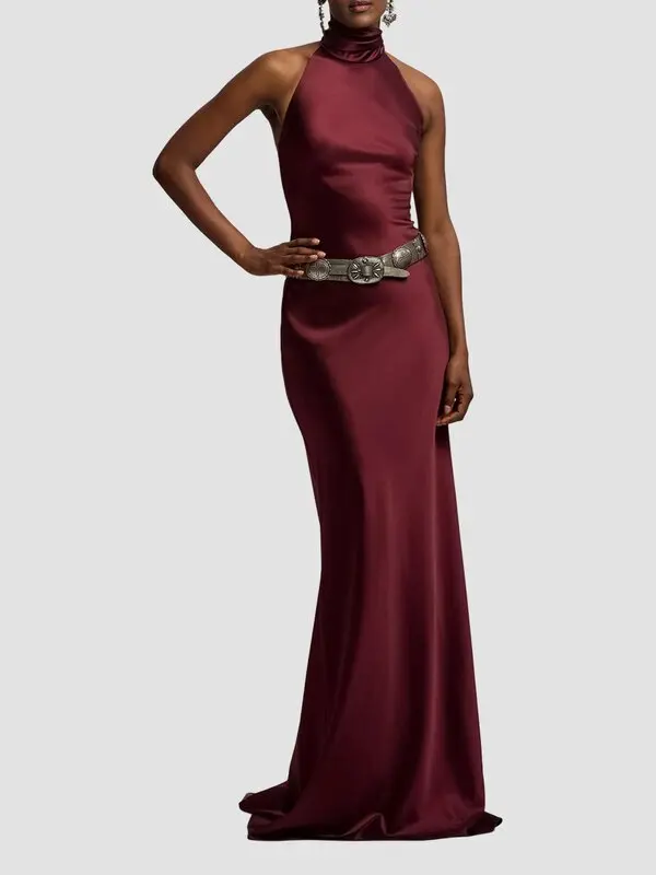 Ralph Lauren Chilton Satin Evening Dress - Red