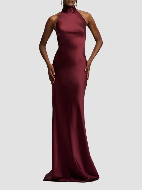 Ralph Lauren Chilton Satin Evening Dress - Red