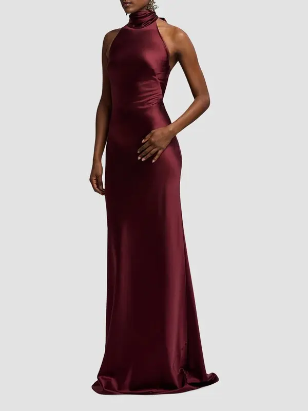 Ralph Lauren Chilton Satin Evening Dress - Red