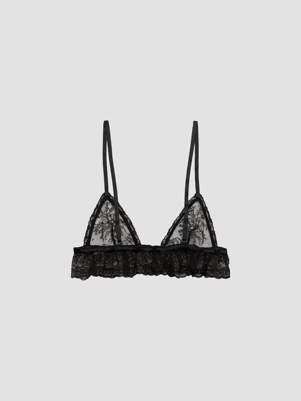 Dolce & Gabbana Floral Lace Ruffle Soft Cup Bra