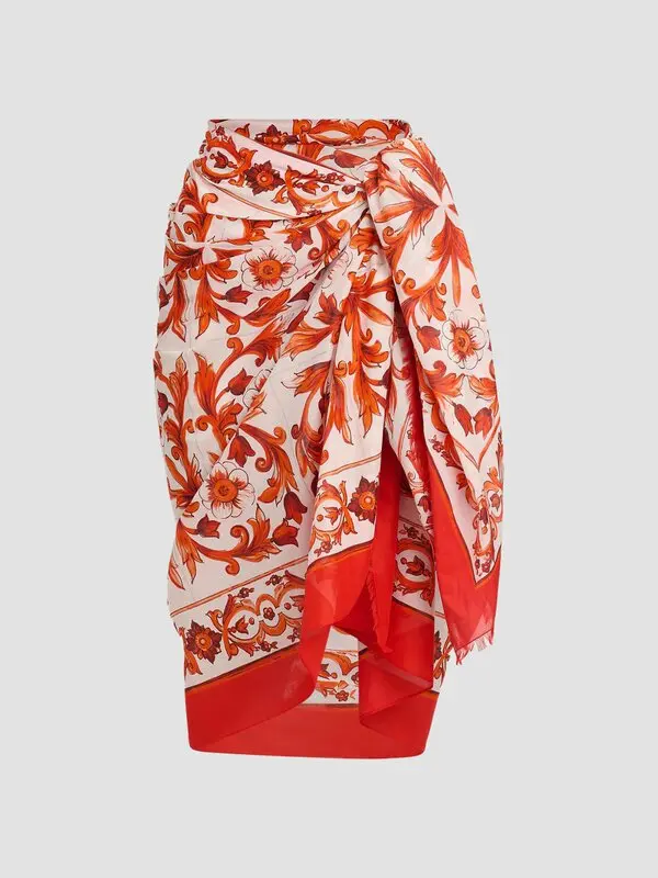 Dolce & Gabbana Printed Silk Twill Sarong - Orange Multi
