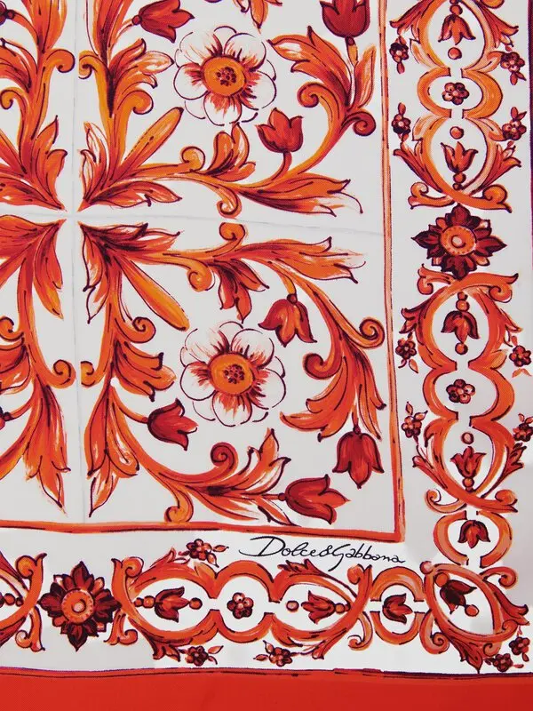 Dolce & Gabbana Printed Silk Twill Sarong - Orange Multi