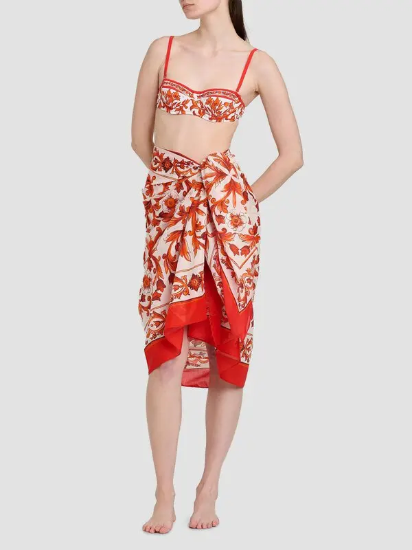 Dolce & Gabbana Printed Silk Twill Sarong - Orange Multi