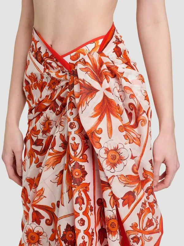 Dolce & Gabbana Printed Silk Twill Sarong - Orange Multi