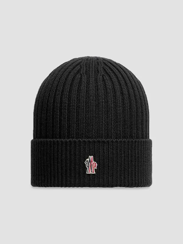 Moncler Beanie Hat In Wool - Black