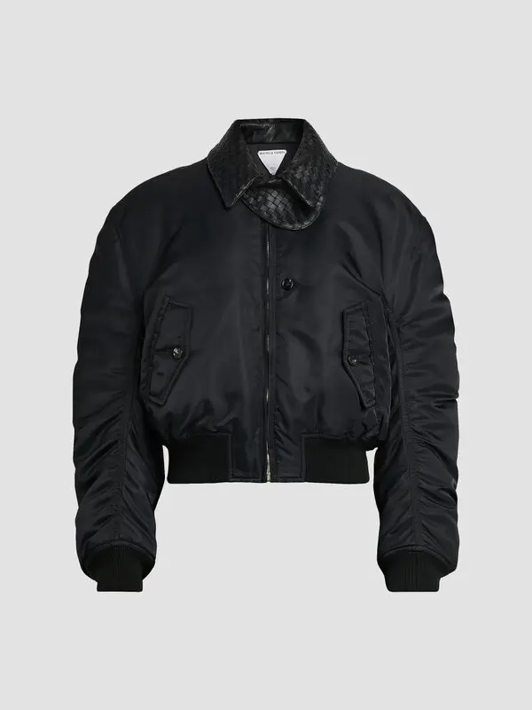 Bottega Veneta Intrecciato Collar Blouson Jacket - Double Black
