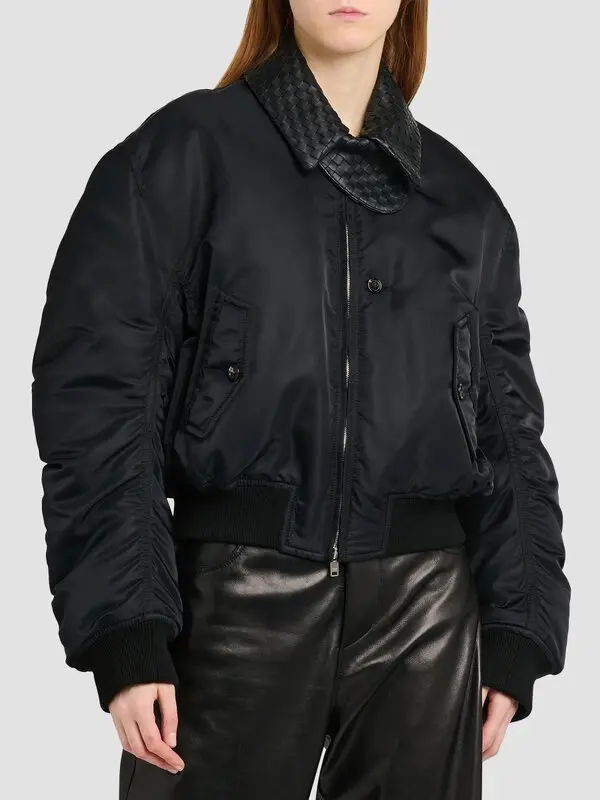 Bottega Veneta Intrecciato Collar Blouson Jacket - Double Black