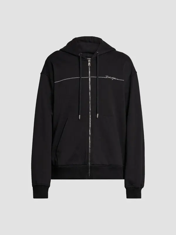 Dolce & Gabbana Logo Cotton Zip-front Hoodie - Nero