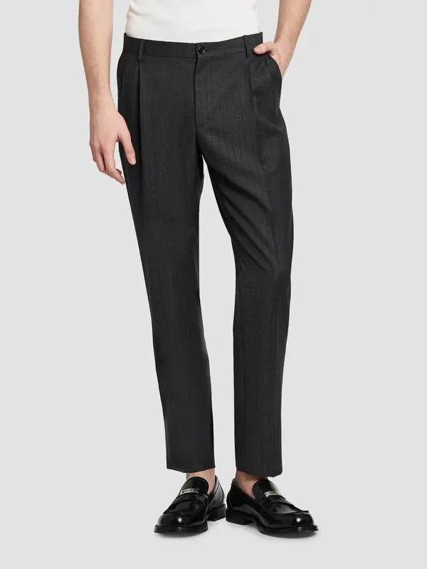 Dolce & Gabbana Striped Pleated-front Virgin Wool Pants