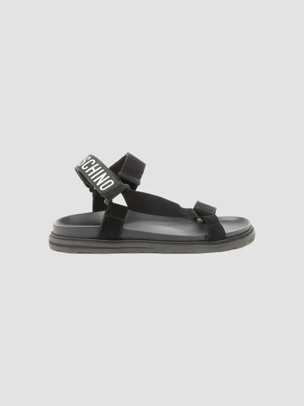 Moschino Logo Sporty Leather Sandals