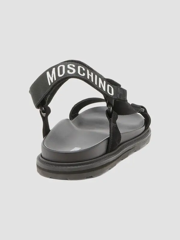 Moschino Logo Sporty Leather Sandals
