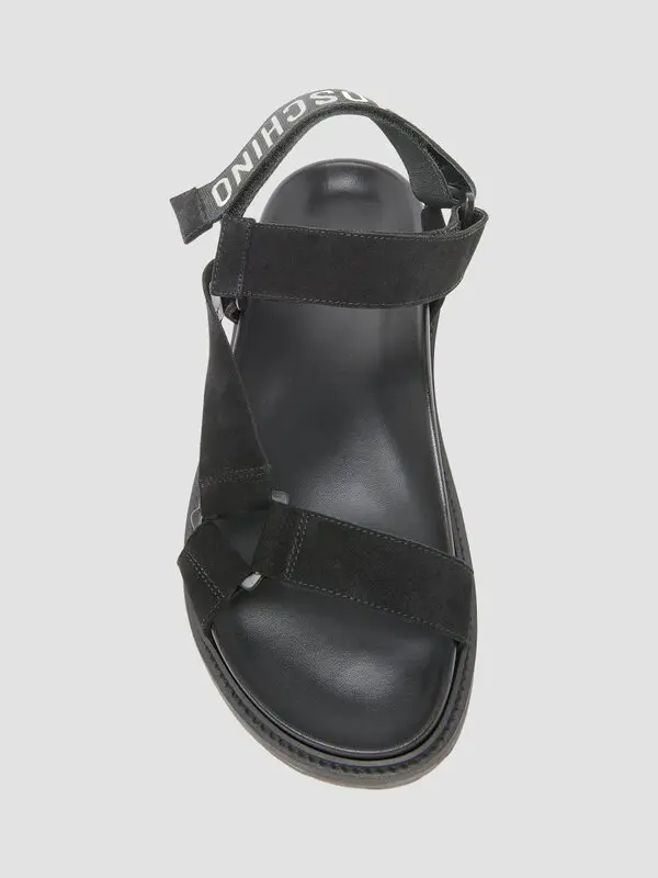 Moschino Logo Sporty Leather Sandals