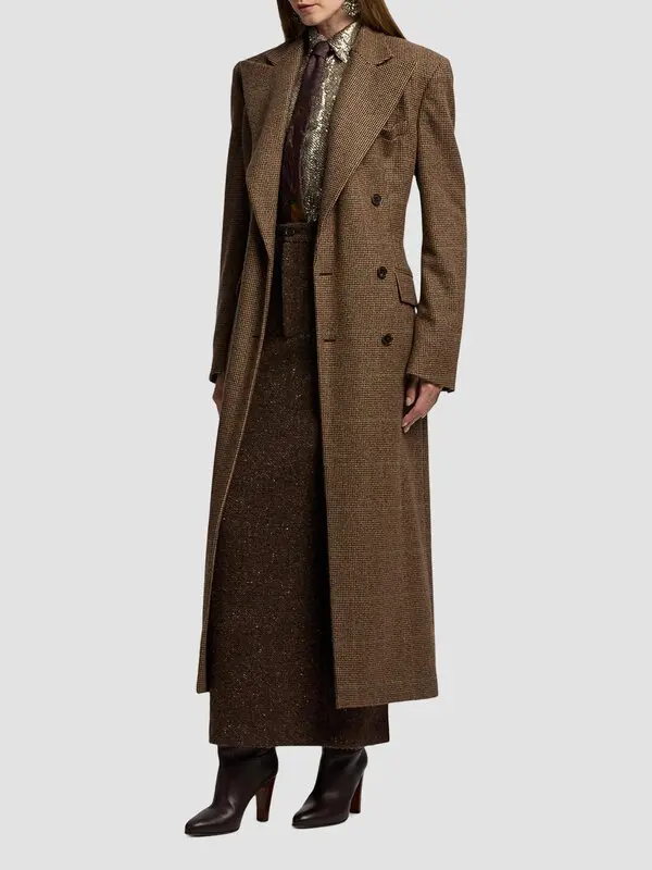Ralph Lauren Affton Houndstooth Cashmere-wool Overcoat