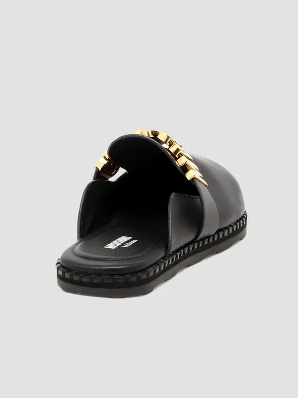 Moschino Sporty Logo-accented Leather Mules - Black