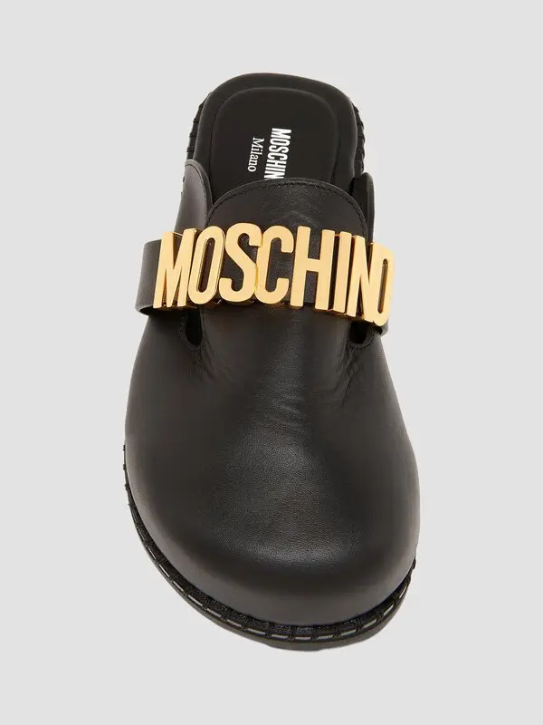 Moschino Sporty Logo-accented Leather Mules - Black