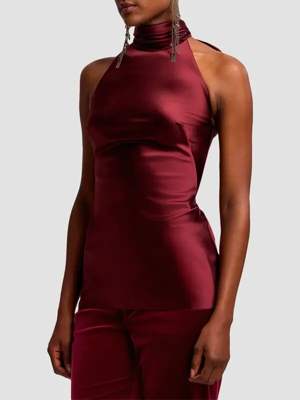 Ralph Lauren Chilton Satin Halter Blouse