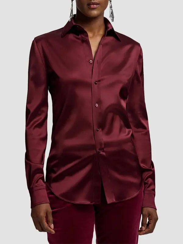 Ralph Lauren Cameron Ii Satin Straight-fit Shirt