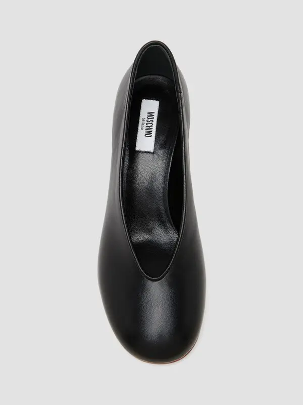 Moschino 55mm Duck-heel Leather Pumps