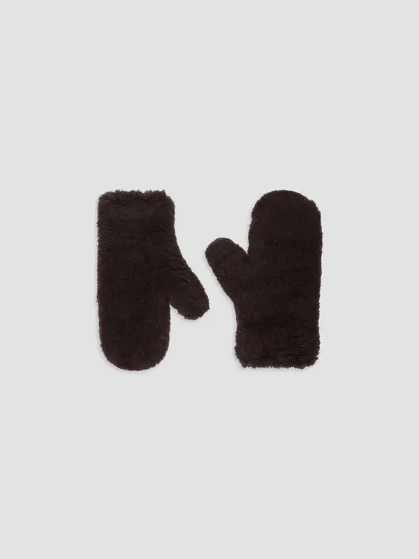 Max Mara Mittens In Alpaca And Wool Teddy Fabric - Brown