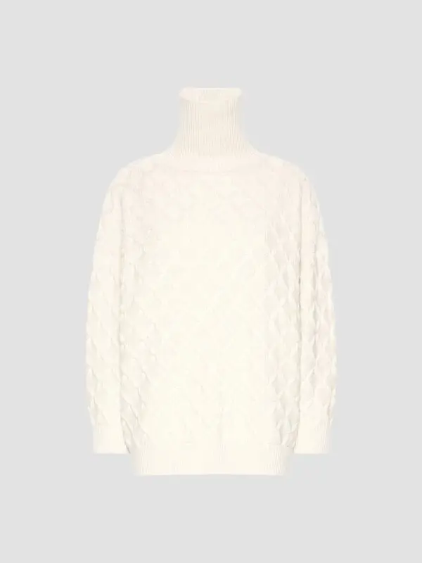 Max Mara Oversized Diamond Wool And Cashmere Sweater - Beige