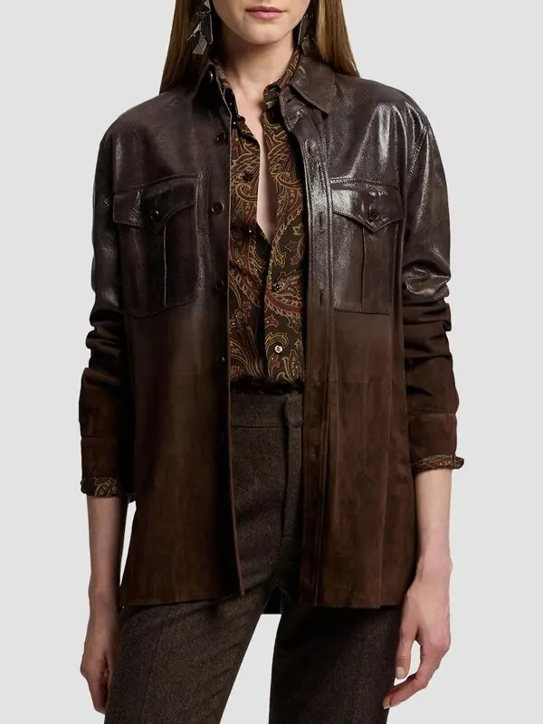 Ralph Lauren Landry Distressed Suede Shirt