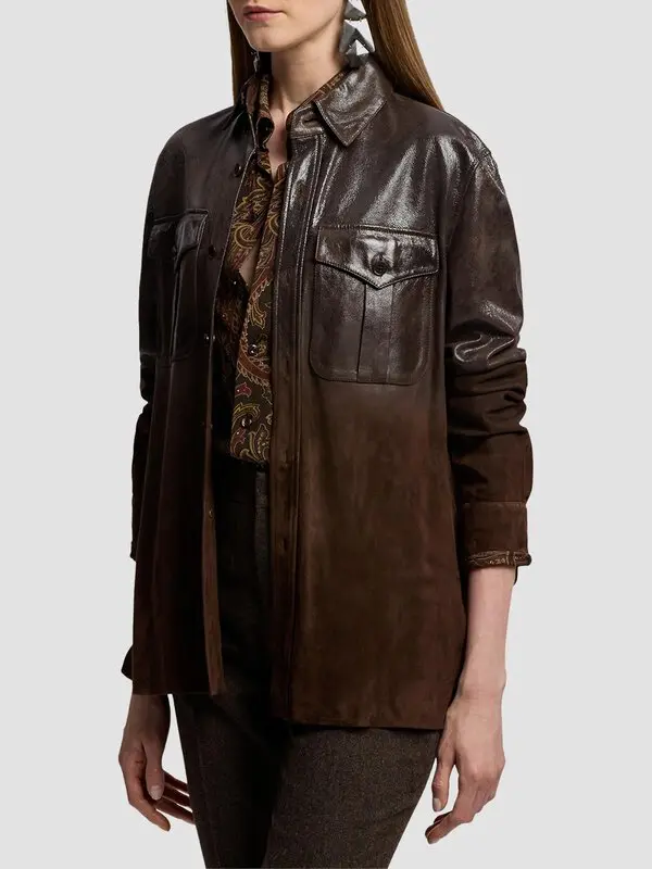 Ralph Lauren Landry Distressed Suede Shirt