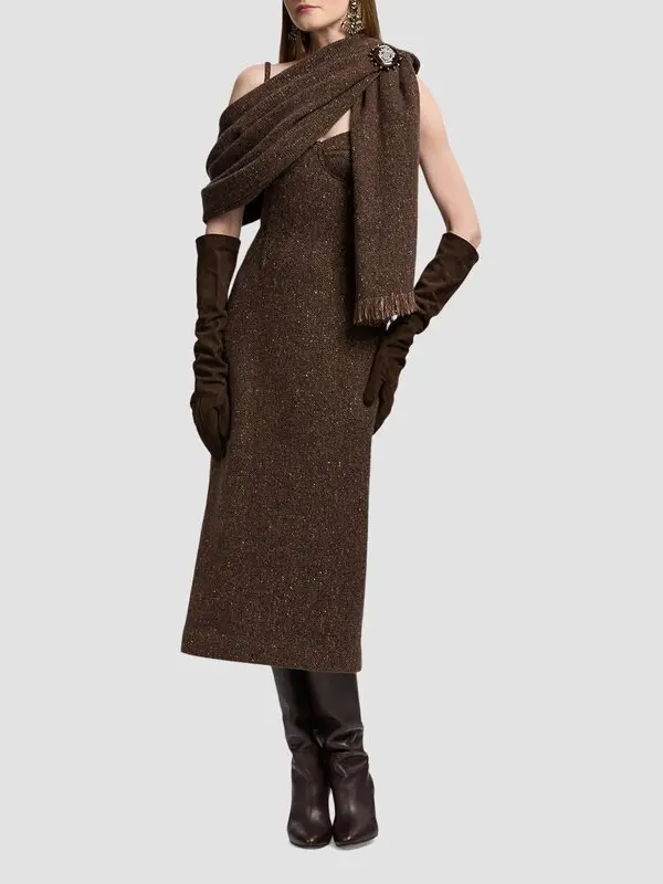 Ralph Lauren Jocey Wool-blend Donegal Tweed Day Dress
