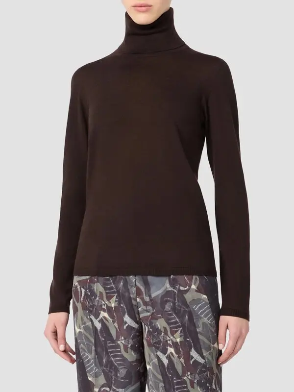 Max Mara Wool Yarn Polo Neck Sweater - Dark Brown