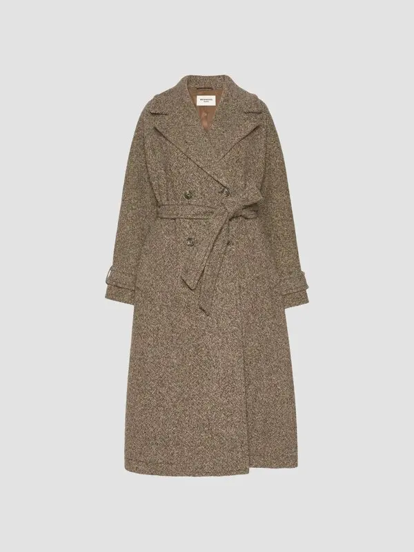 Max Mara Long Wool Blend Tweed Coat