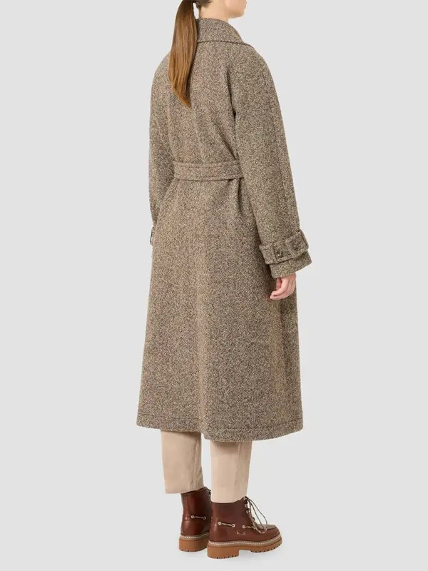 Max Mara Long Wool Blend Tweed Coat