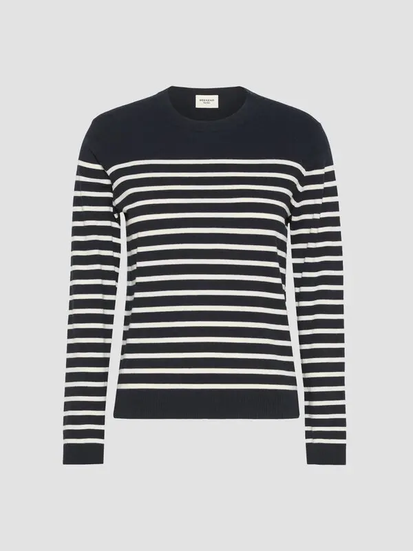 Max Mara Silk And Wool Yarn Sweater - Navy Multi