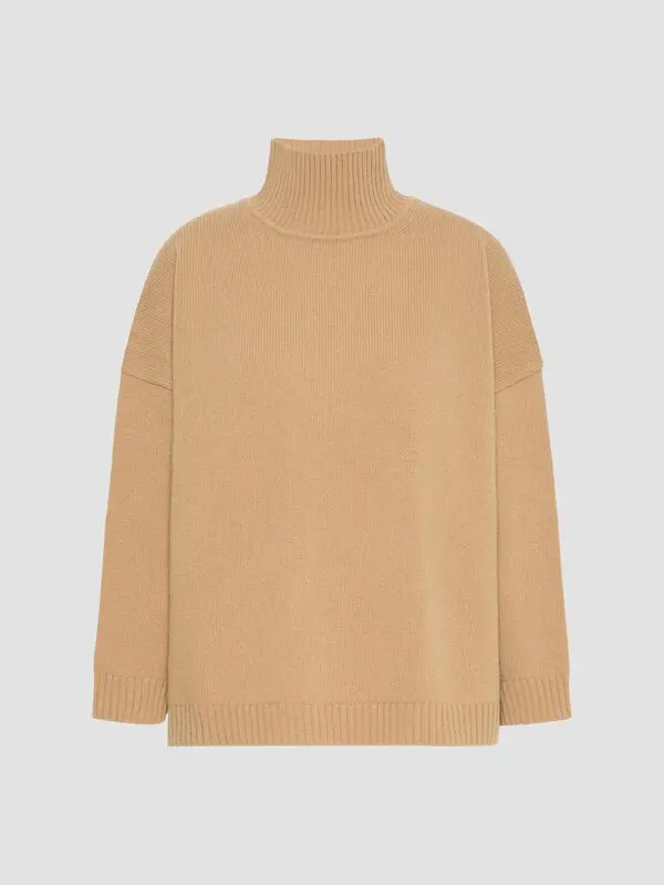Max Mara Wool Knit Turtleneck Jumper - Camel