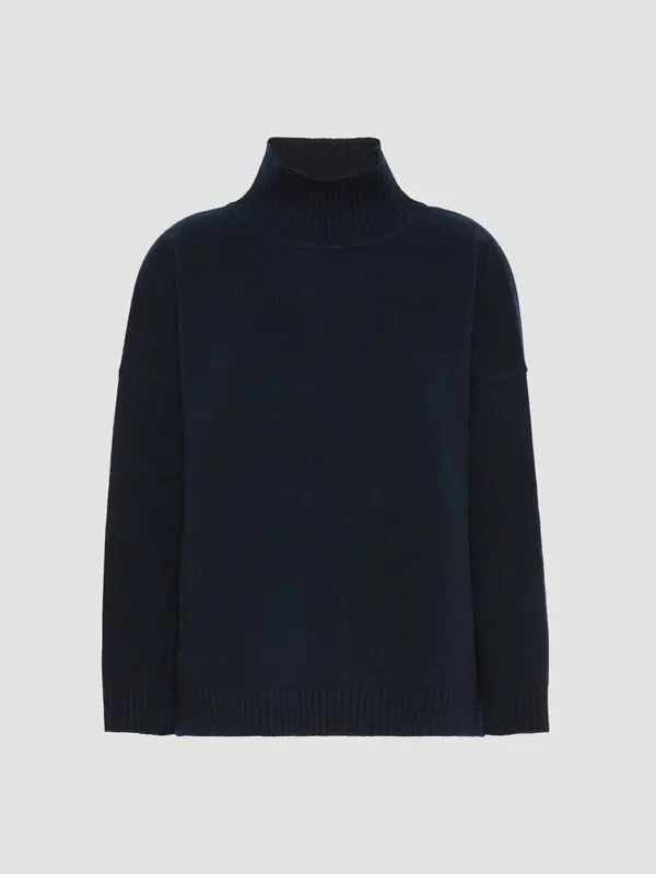 Max Mara Wool Knit Turtleneck Jumper - Navy