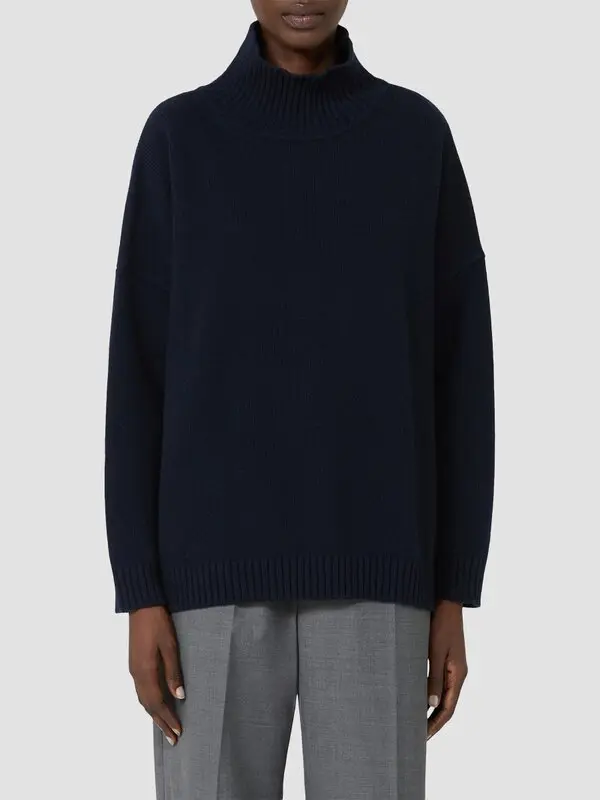 Max Mara Wool Knit Turtleneck Jumper - Navy