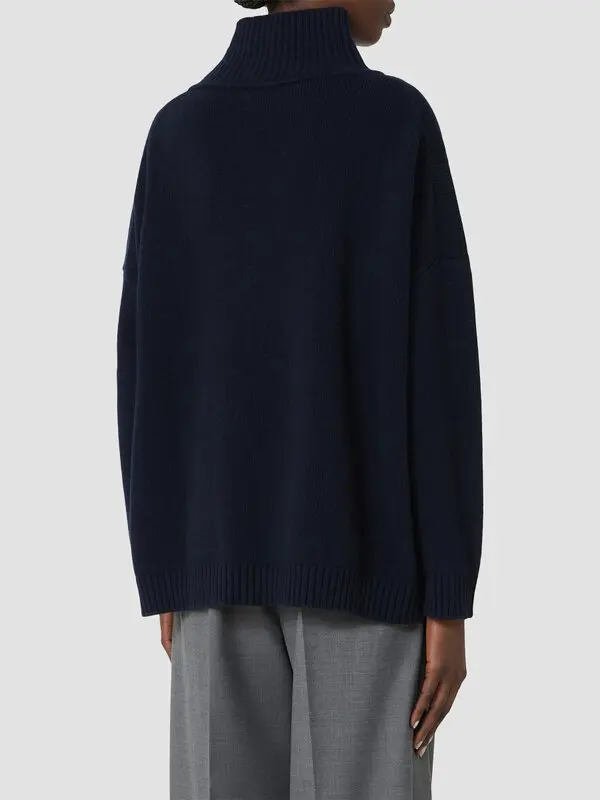 Max Mara Wool Knit Turtleneck Jumper - Navy