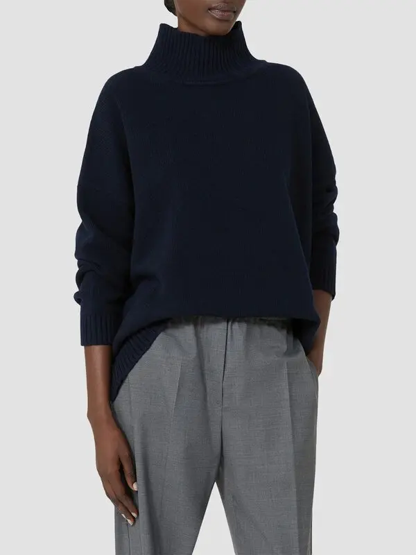 Max Mara Wool Knit Turtleneck Jumper - Navy