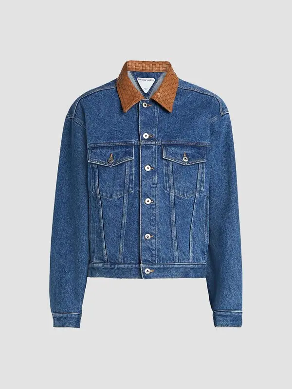 Bottega Veneta Intrecciato Collar Denim Trucker Jacket
