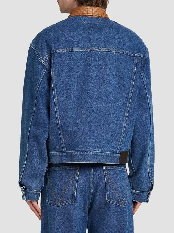 Bottega Veneta Intrecciato Collar Denim Trucker Jacket