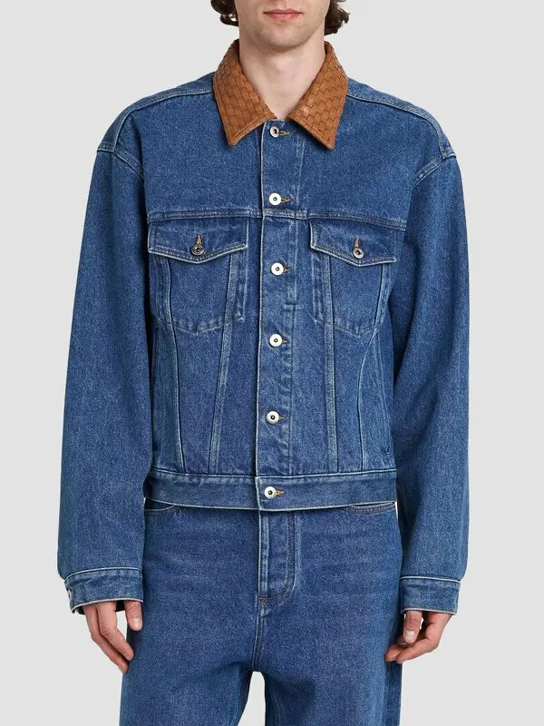 Bottega Veneta Intrecciato Collar Denim Trucker Jacket