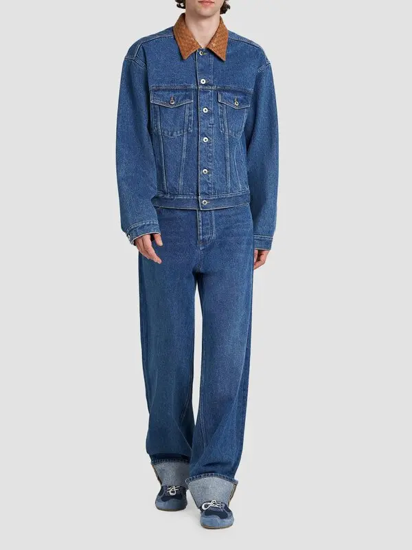Bottega Veneta Intrecciato Collar Denim Trucker Jacket