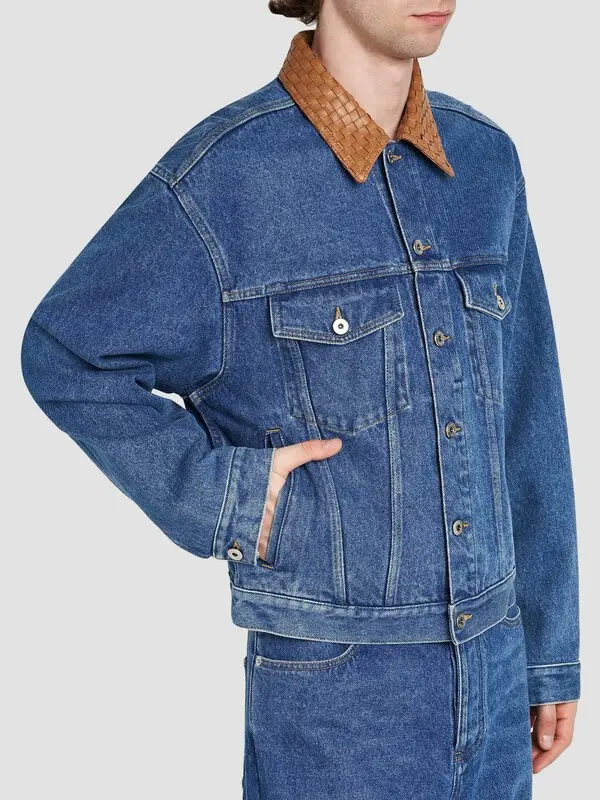 Bottega Veneta Intrecciato Collar Denim Trucker Jacket