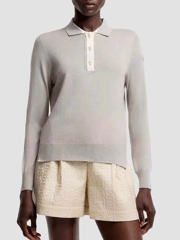 Moncler Long Sleeve Polo Shirt In Wool