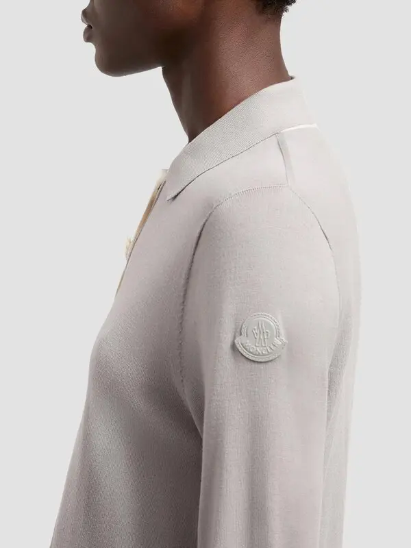 Moncler Long Sleeve Polo Shirt In Wool