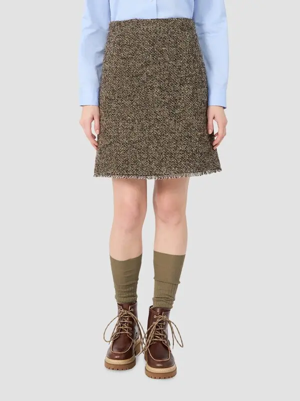 Max Mara Wool Blend Boucle Short Skirt