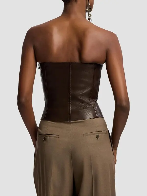 Ralph Lauren Carolin Leather Bustier Top
