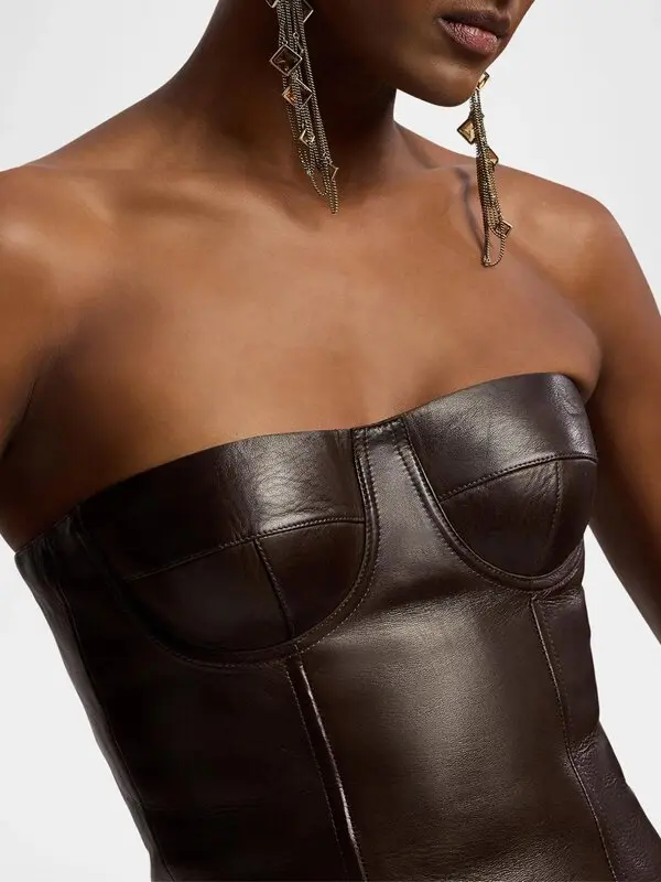 Ralph Lauren Carolin Leather Bustier Top