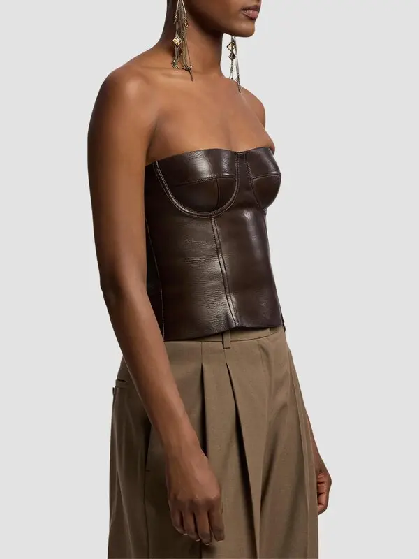 Ralph Lauren Carolin Leather Bustier Top