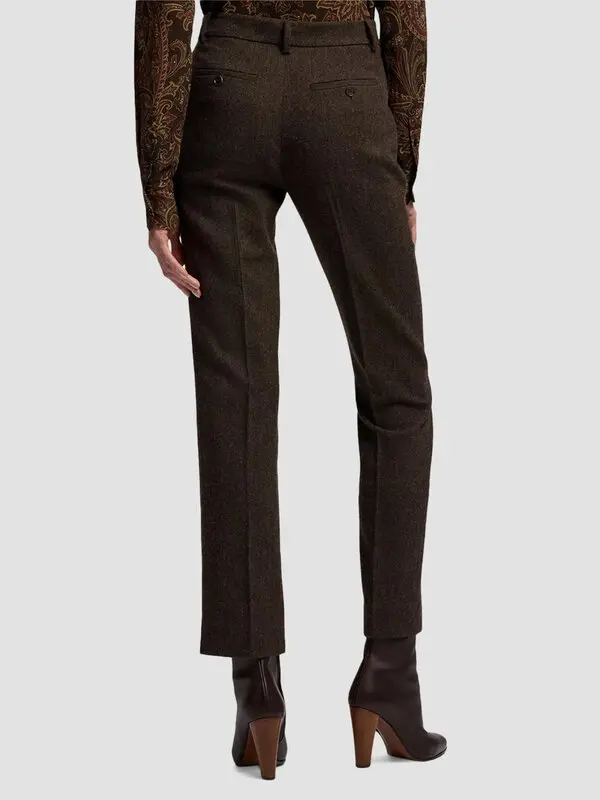 Ralph Lauren Andrey Striped Herringbone Straight Ankle Pants