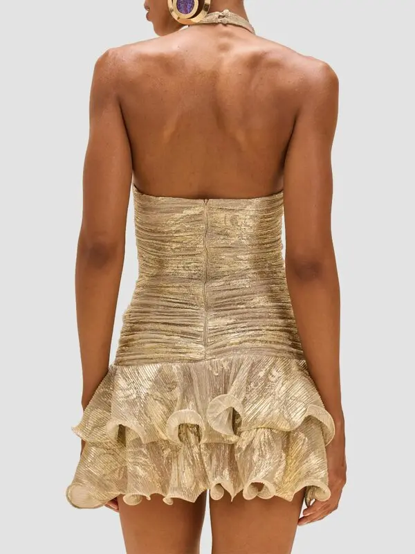 PatBO Golden Dust Ruffle Minidress