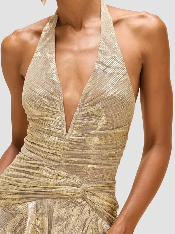 PatBO Golden Dust Ruffle Minidress